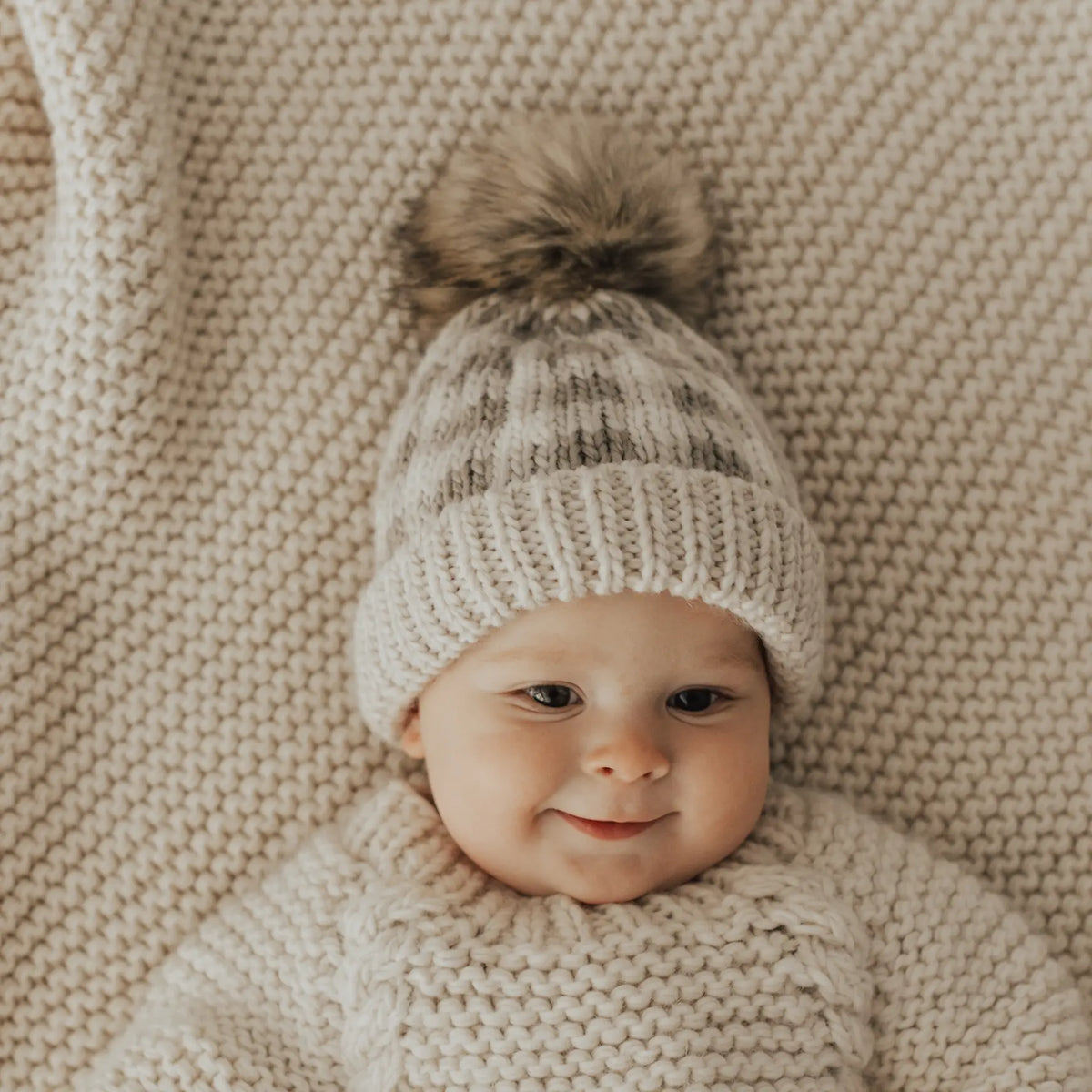 Pebble Brown Buffalo Check Pom Pom Beanie – Roe + Cru